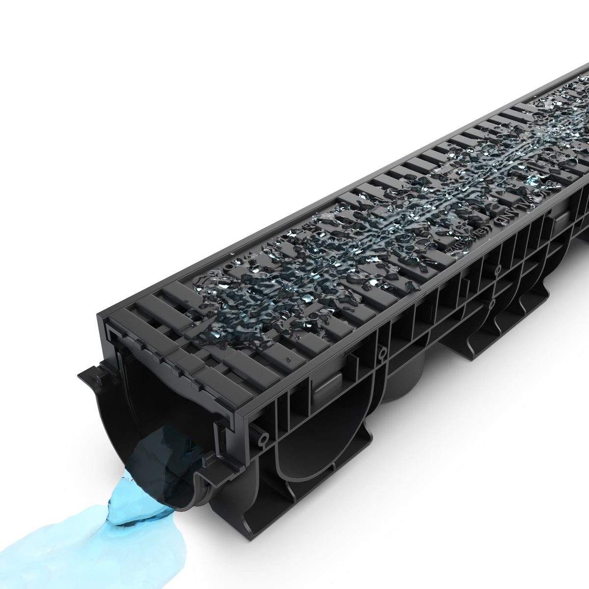 4" Plastic trench drain (BASE 100P-HE), plastic grate heavy-duty, C ...