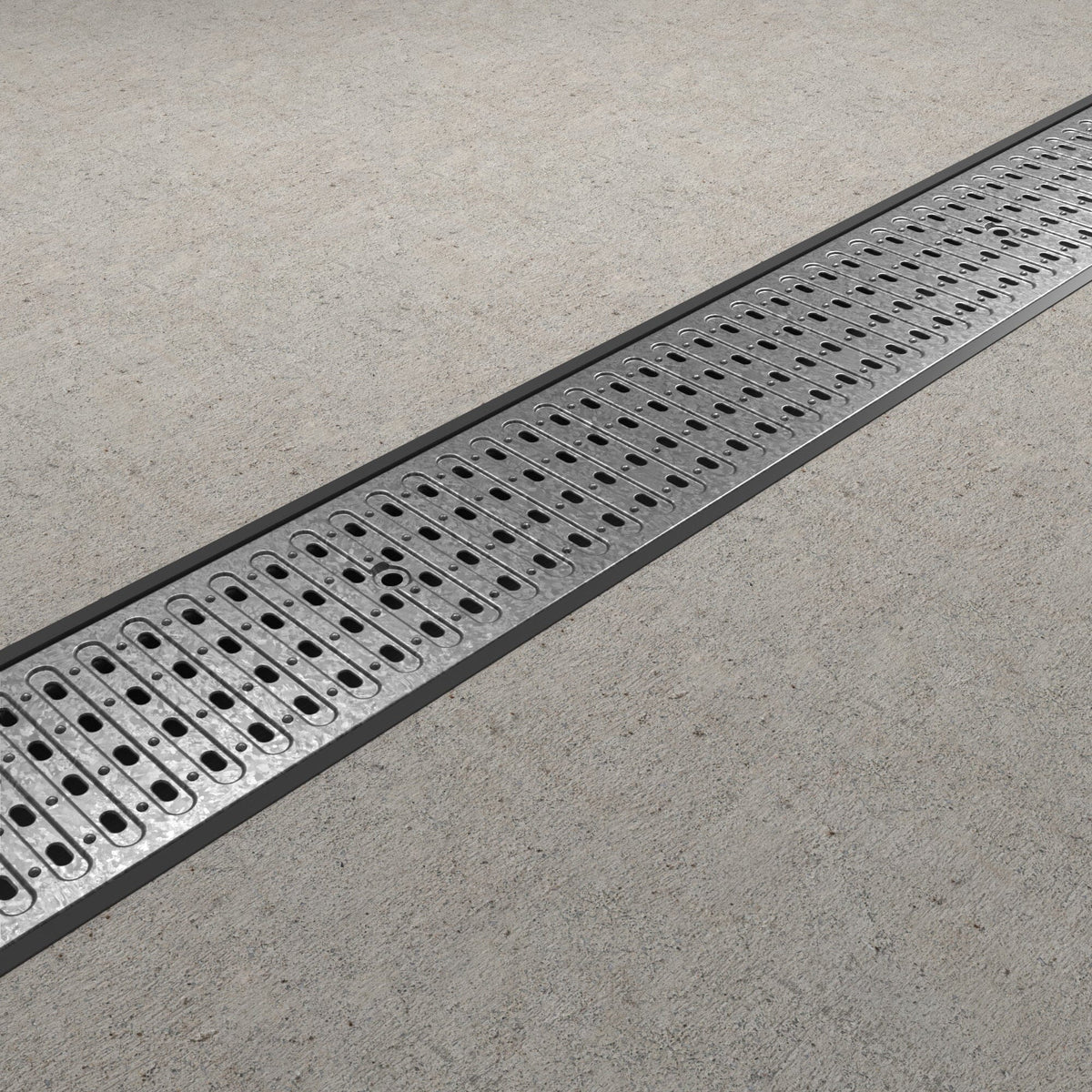 4" Plastic trench drain (BASE 100P), galvanized grate "perforated" ADA ...