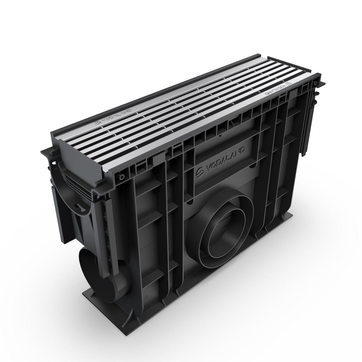 4" Plastic inline sand trap (BASE 100P), galvanized grate ADA/Heel ...