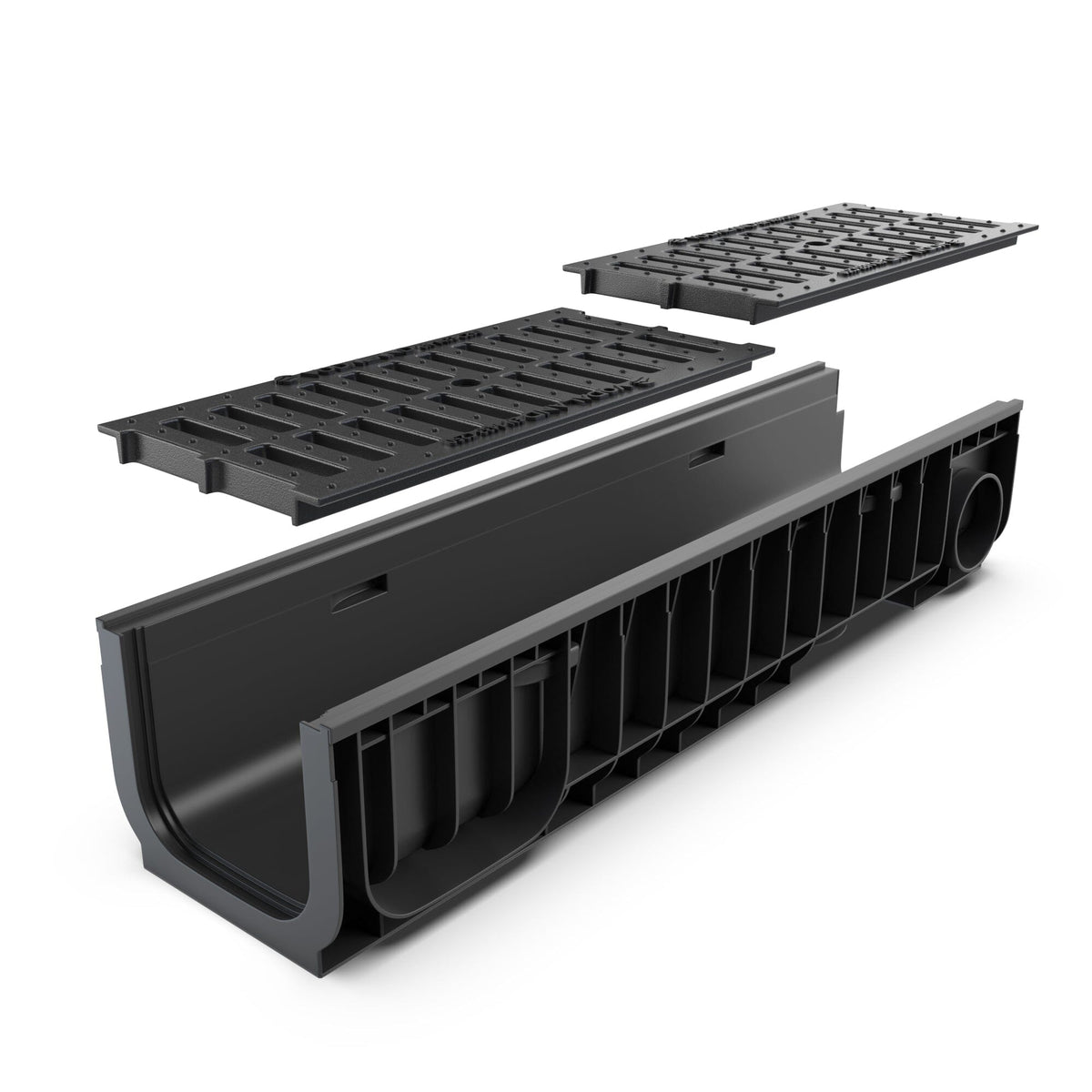 8" Plastic trench drain (BASE 200P), ductile cast iron grate, C class ...