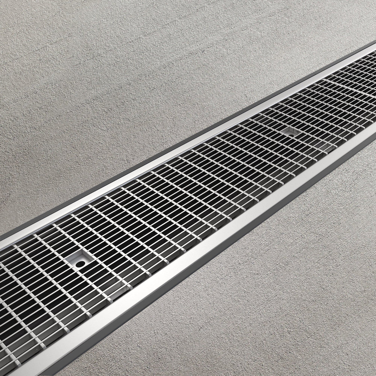 8" Plastic trench drain (BASE 200P), stainless steel "mesh" grate ADA ...