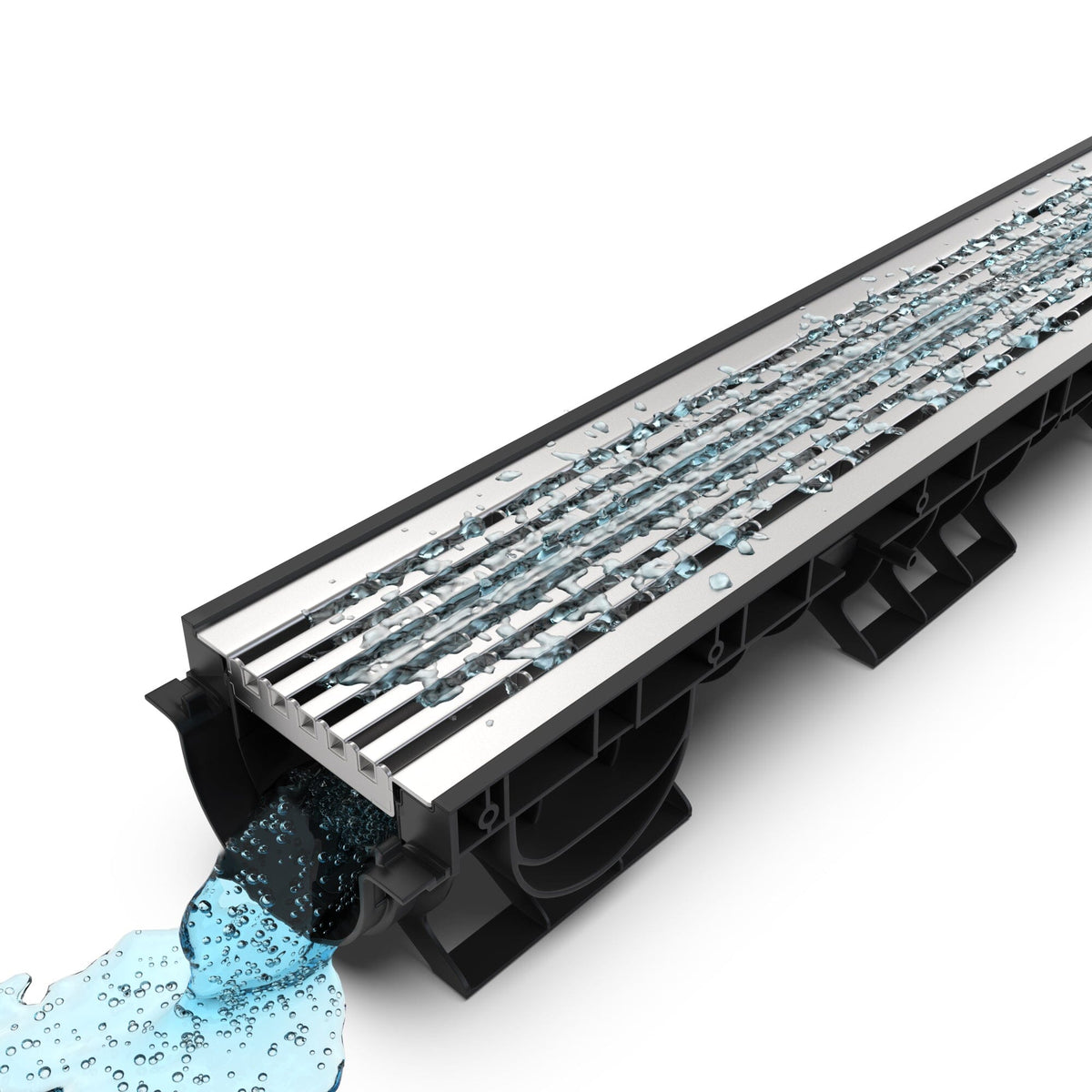 4" Plastic trench drain (BASE 100P), stainless grate Heel Proof, A ...