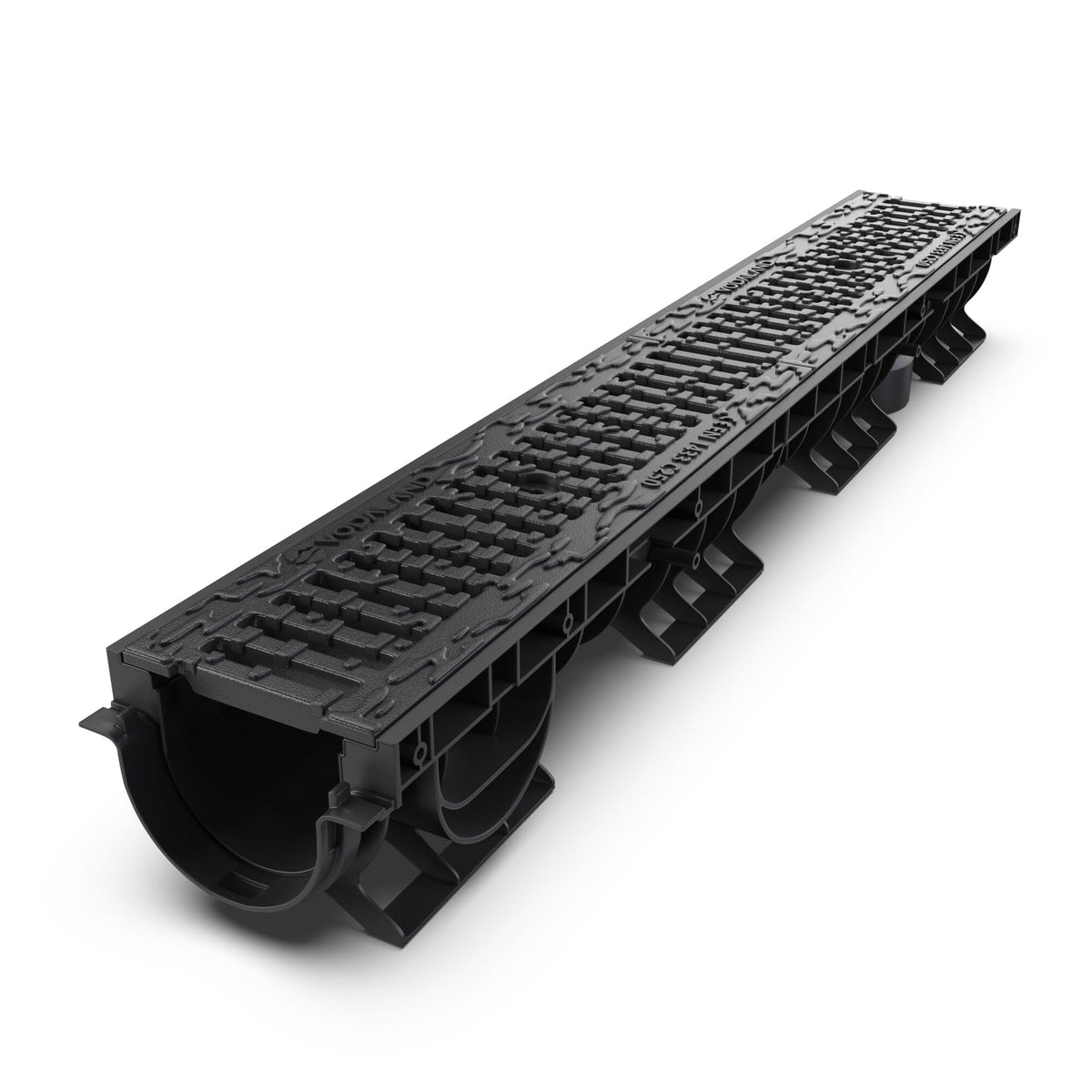 4" Plastic trench drain (BASE 100P), ductile cast iron grate "terrain ...