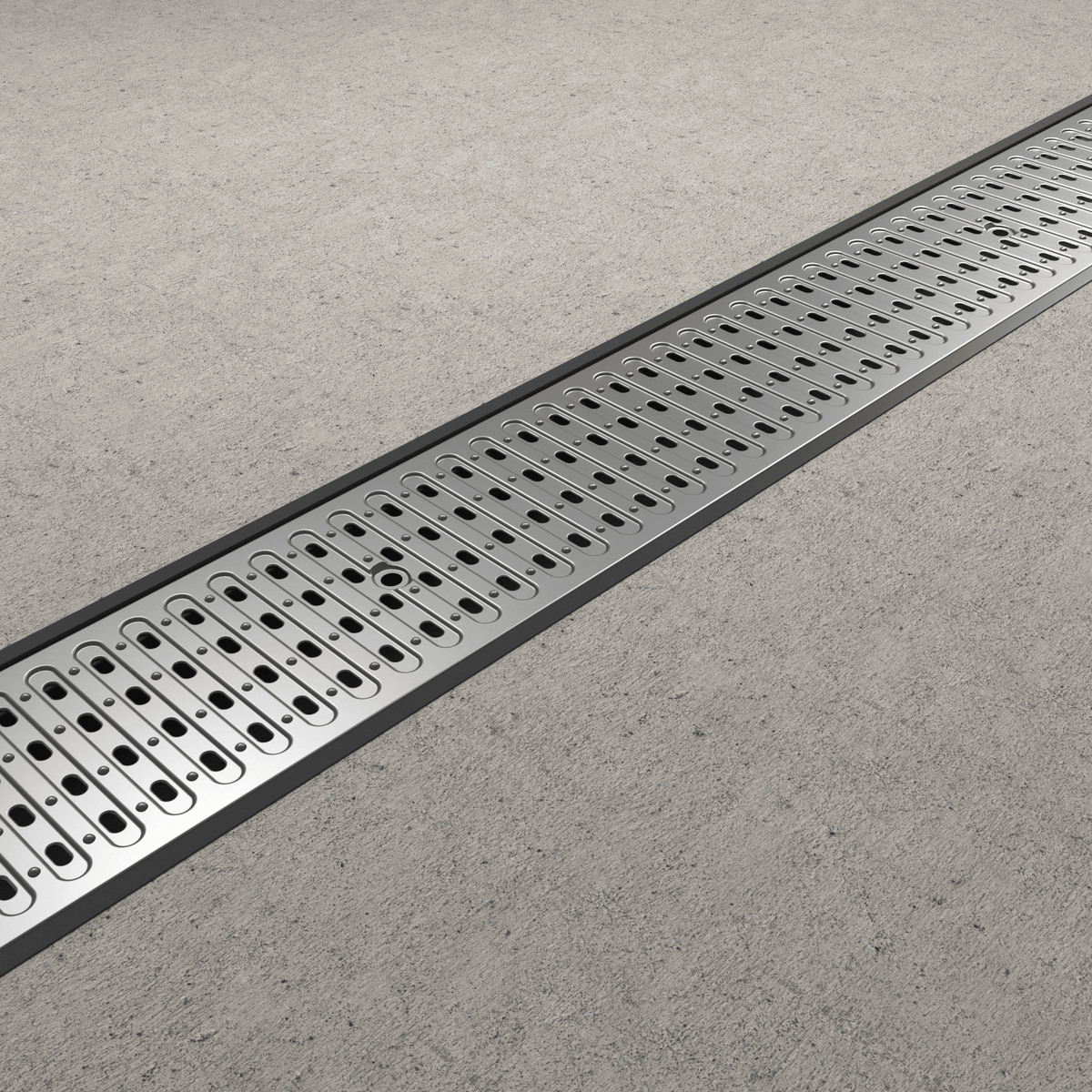 4" Plastic trench drain (BASE 100P), stainless steel grate "perforated ...