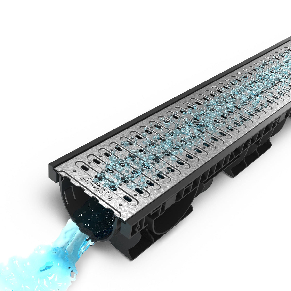 4" Plastic trench drain (BASE 100P), galvanized grate "perforated" ADA ...